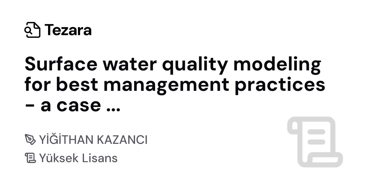Surface water quality modeling for best management practices - a case ...